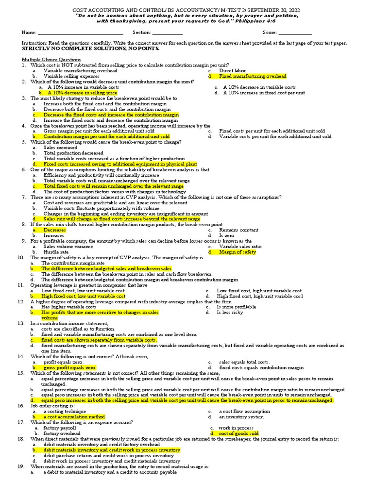 AE 22 M TEST 2 With Answer | PDF