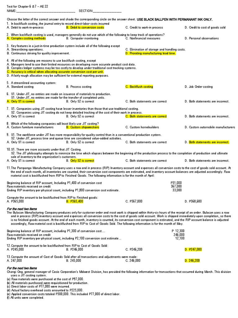 Accounting for Inventory Costs Using Backflush Costing and Just-in-Time ...