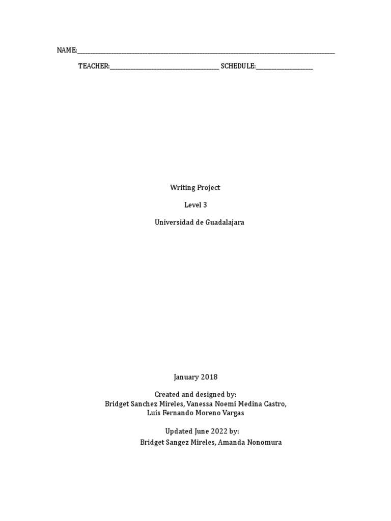 Level 3 - Writing Project - 2022 - Final | PDF | Essays | Learning