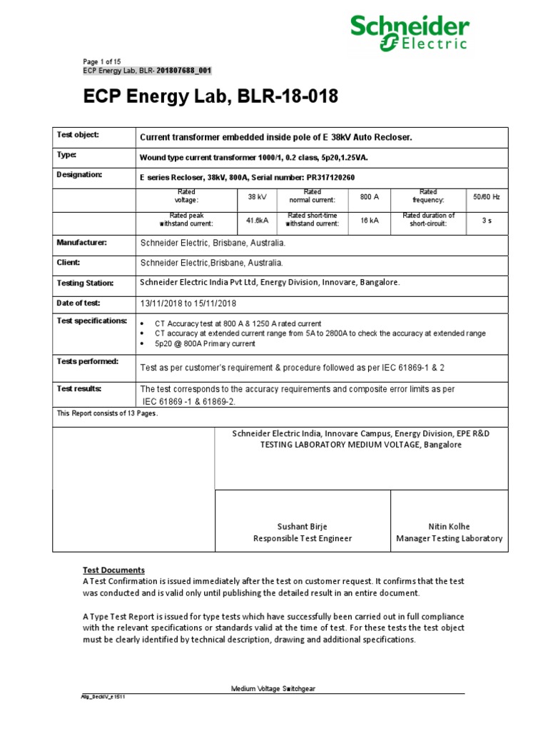 E 38 CT Test Report | PDF