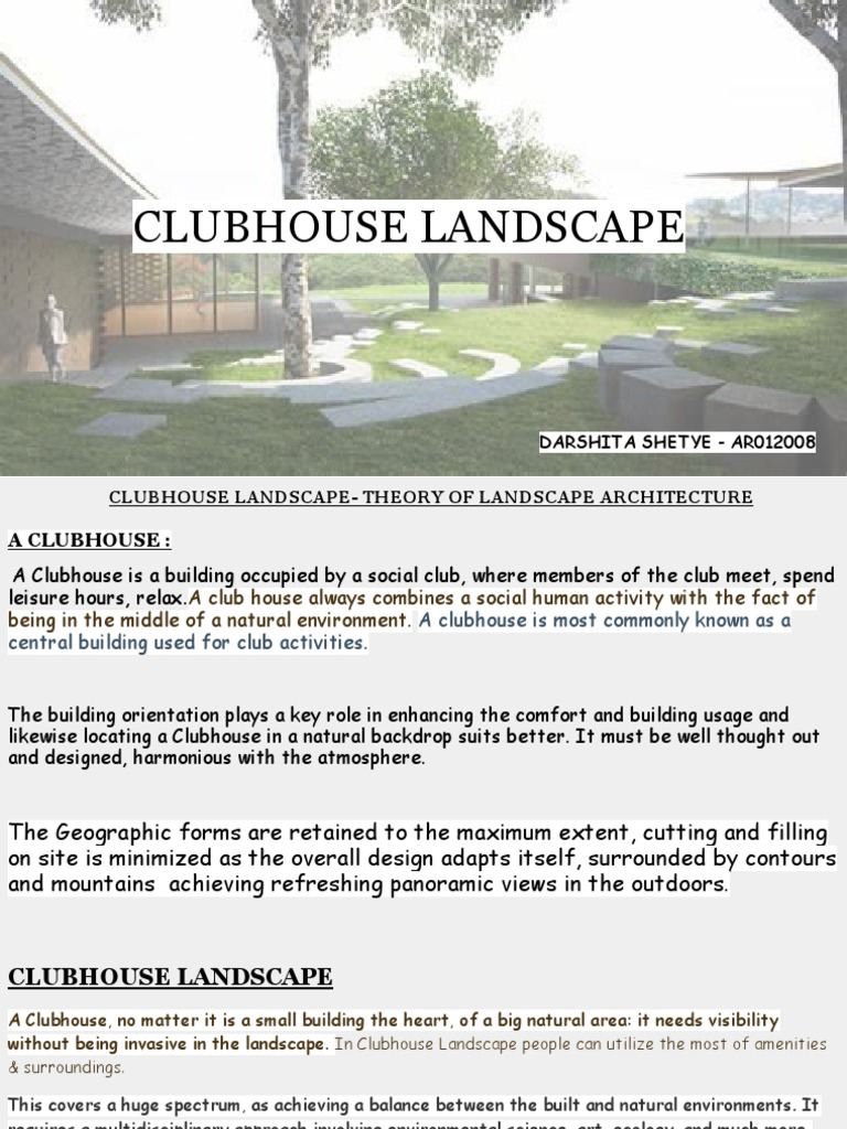 Clubhouse Landscape Design Guide | PDF | Landscape | Natural Environment
