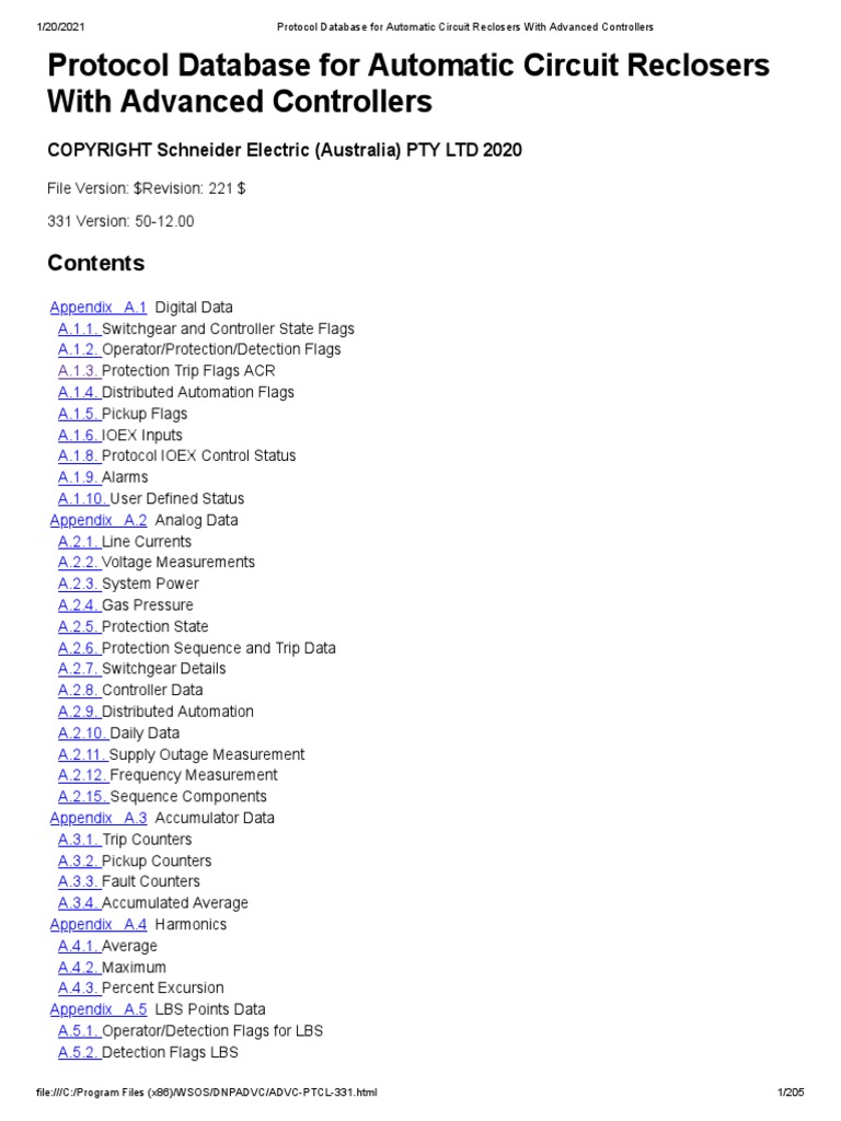 Protocol Database For Automatic Circuit Reclosers With Advanced ...