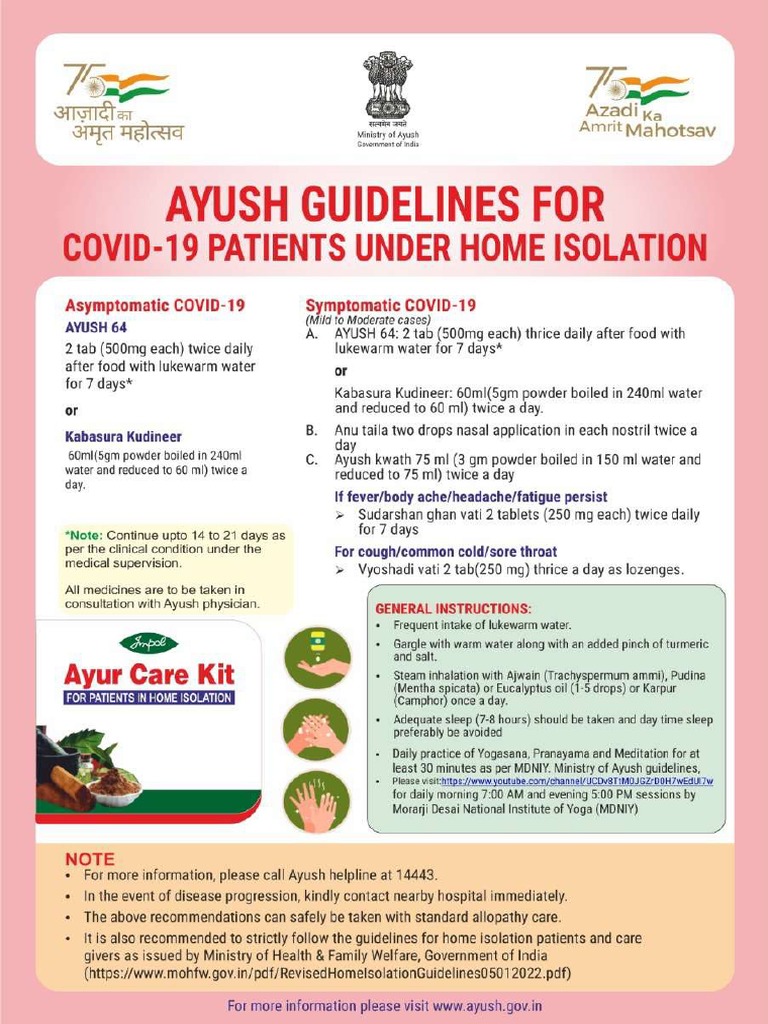 Ayush Guidelines For COVID 19 Patients Under Home Isolation | PDF