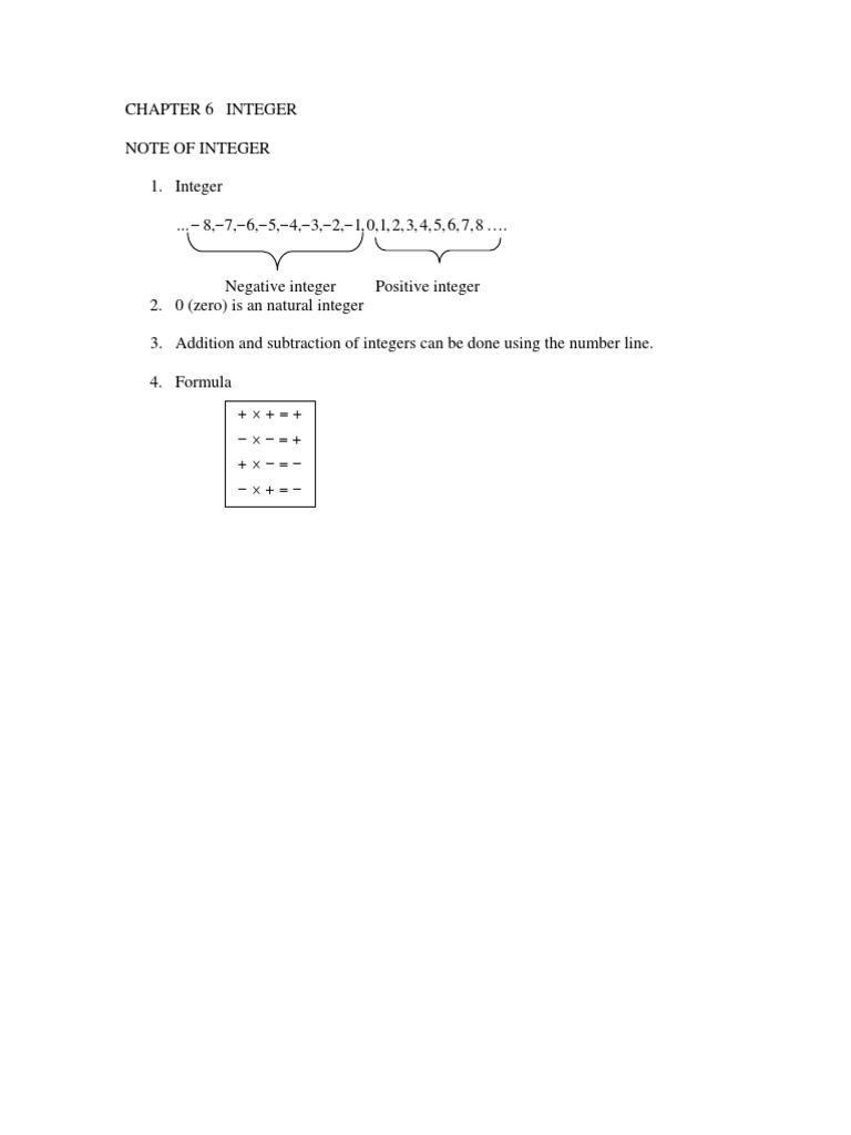 Chapter 6 Integer | PDF | Numbers | Integer