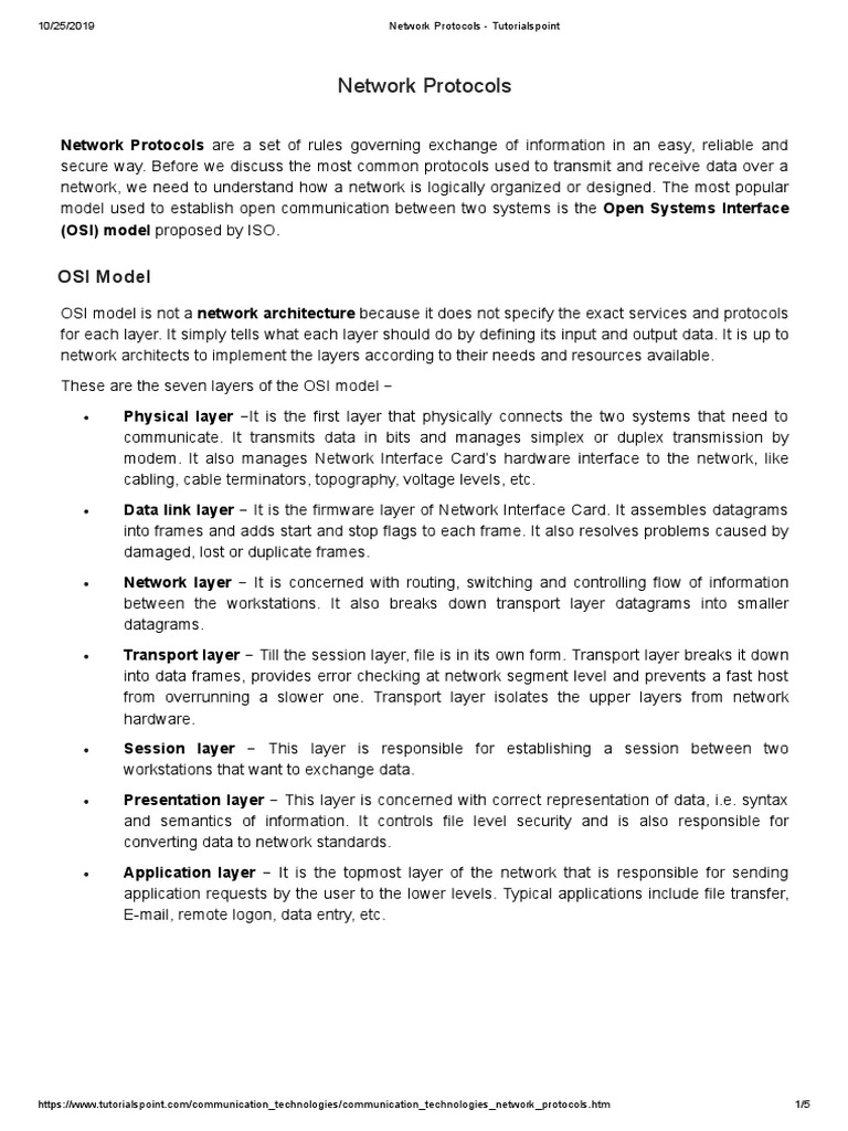 Network Protocols - Tutorialspoint | PDF | Internet Protocol Suite ...