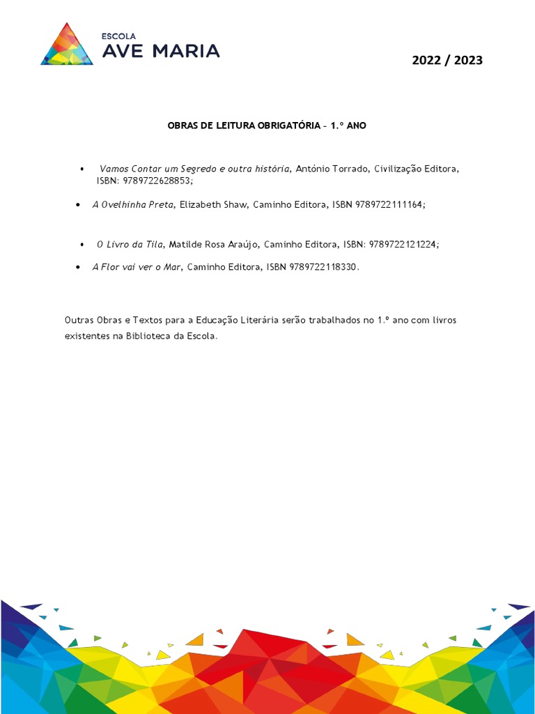 Obras de Leitura Obrigatoria - 1ciclo | PDF Obras de Leitura Obrigatoria - 1ciclo | PDF