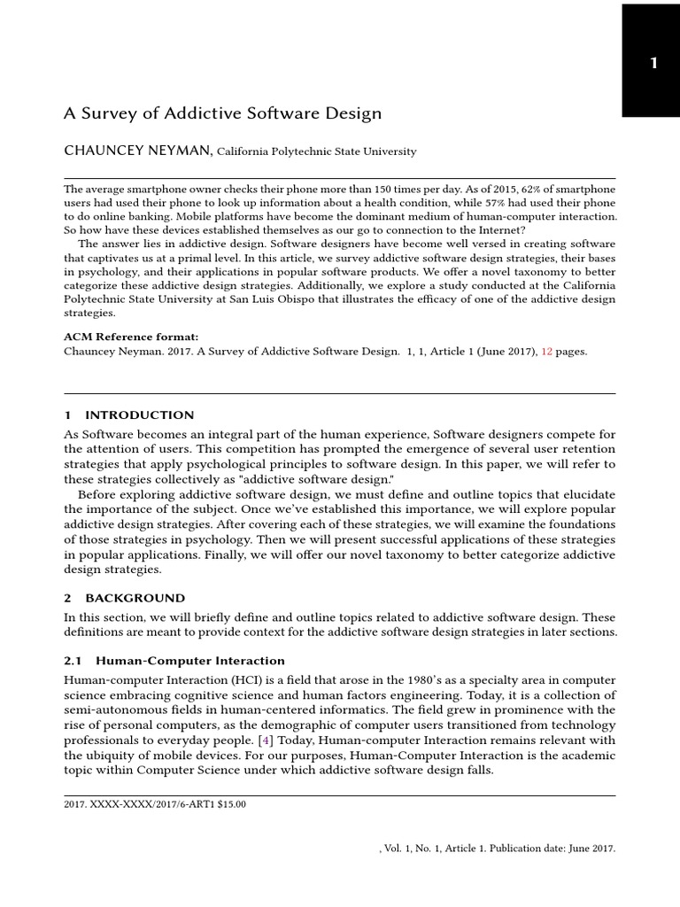 Addictive Software Design Survey | PDF | Facebook | Human–Computer ...