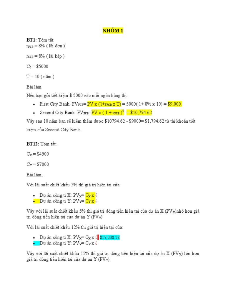 BÀI TẬP CHƯƠNG 4 TCDN | PDF