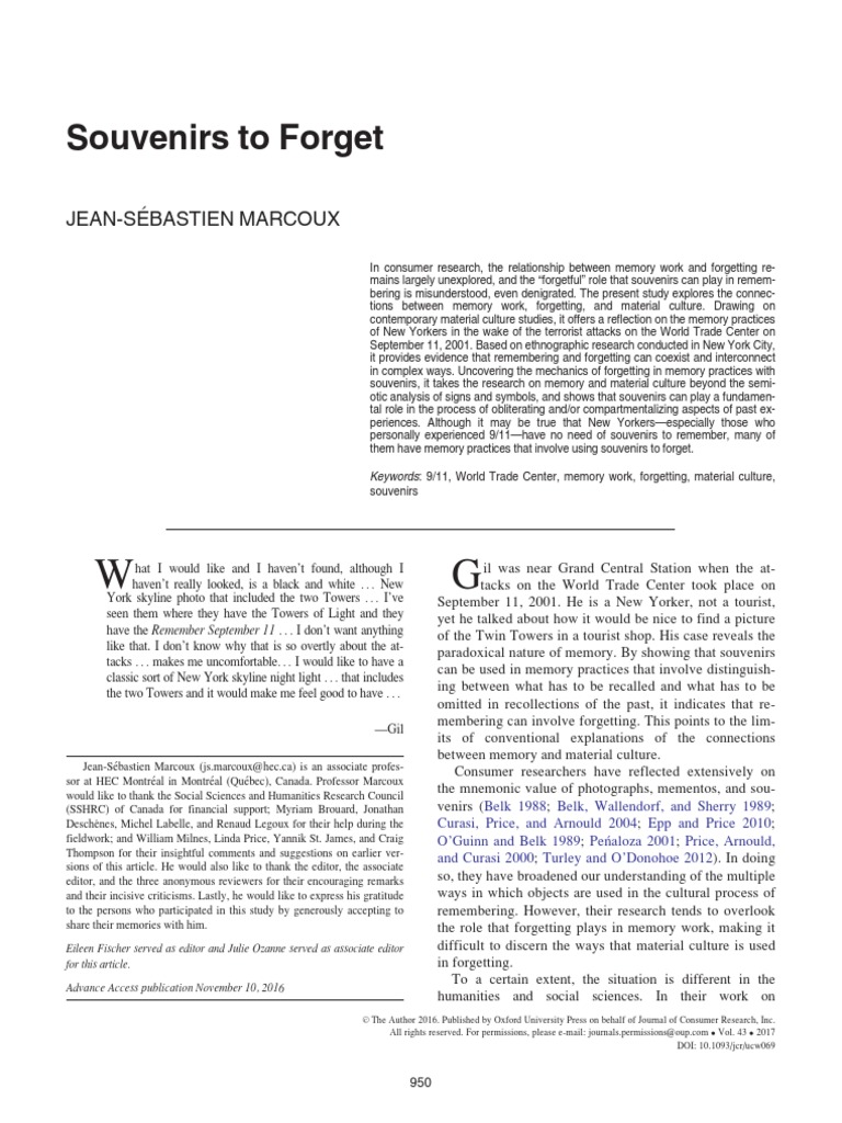 Souvenirs To Forget | PDF | September 11 Attacks | Memory