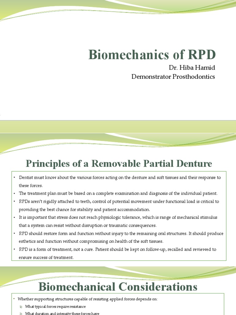 Biomechanics of RPD | PDF | Lever | Dentistry Branches