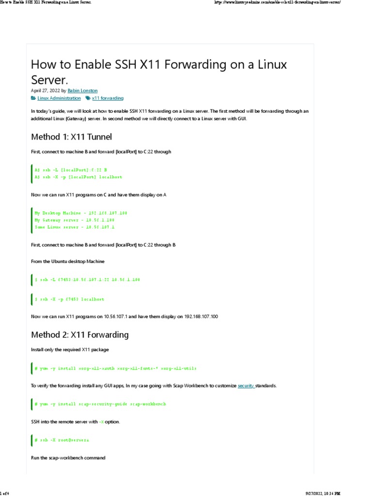 SSH X11 Forwarding | PDF | Linux | File System