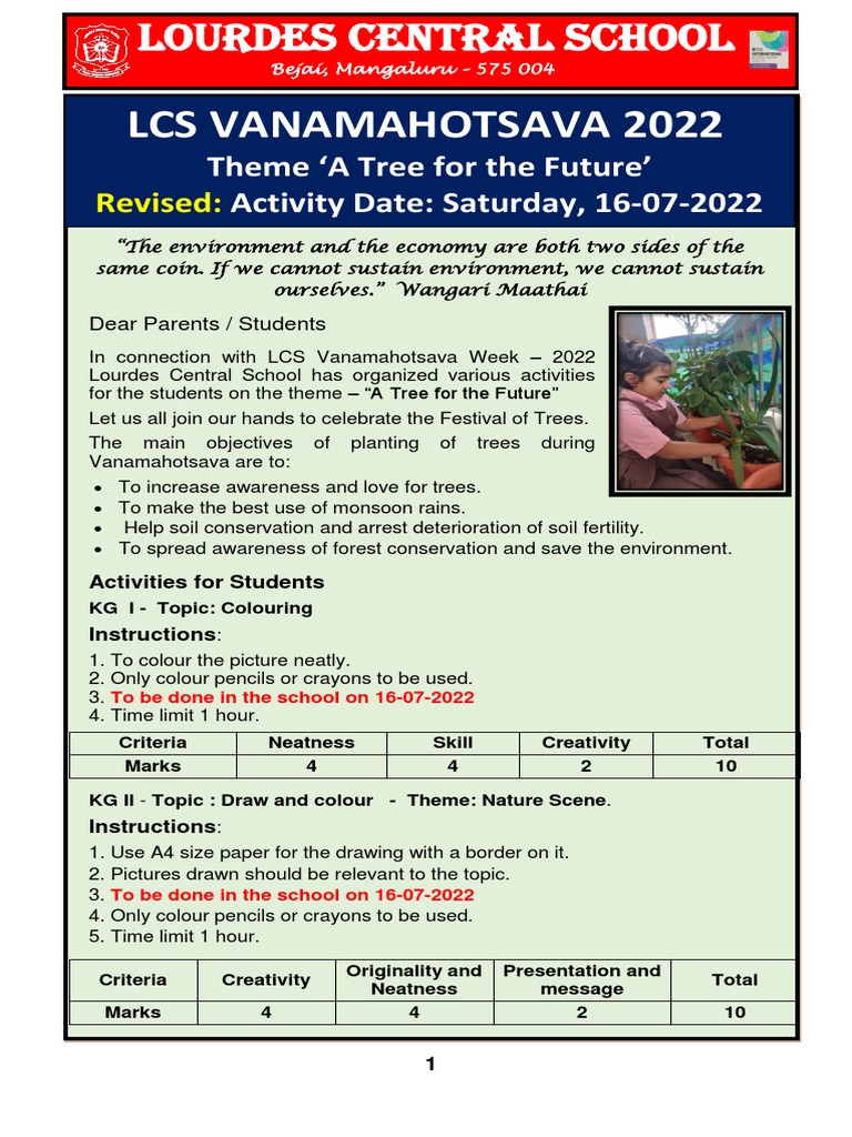 Revised Vanamahotsava - For Students | PDF