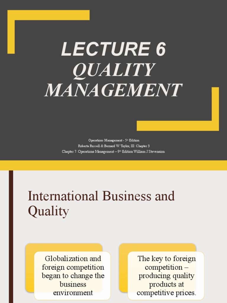 OM EMBA Lecture 6 Operations Management - Quality Control2 | PDF ...
