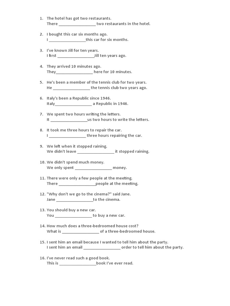 50 Pet Sentence Transformations | PDF | Textbook