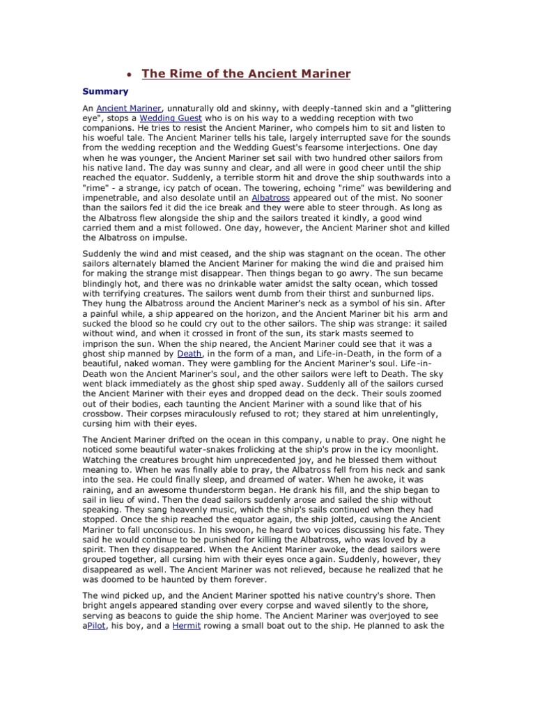 Rime of the Ancient Mariner Summary | PDF