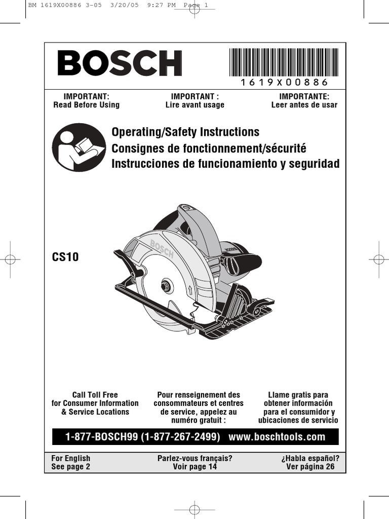 SIERRA CIRCULAR Bosch CS10 Circular Saw | PDF | Ac Power Plugs And ...