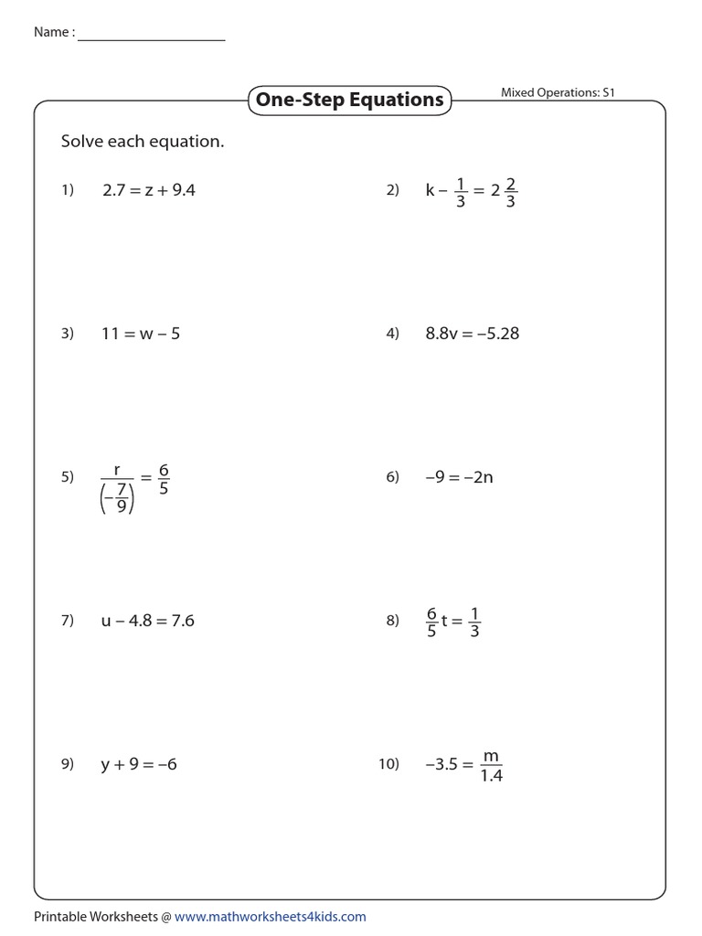 Equations One-Step Mixed-All | PDF | Teaching Methods & Materials ...