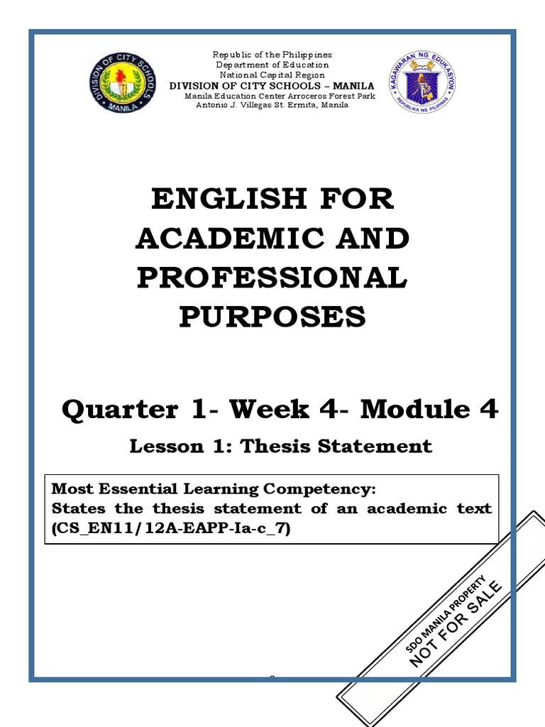 EAPP Module 4: Crafting Thesis Statements | PDF | Binge Eating Disorder ...