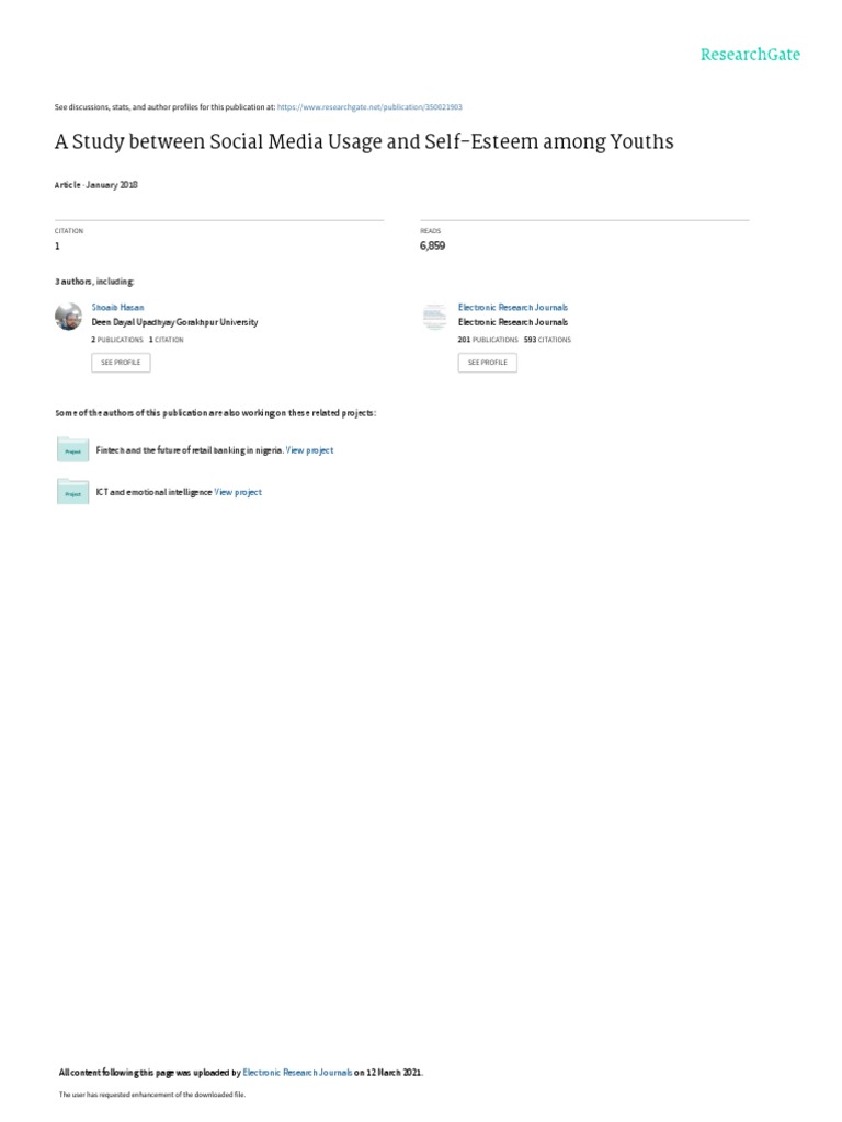 Social Media's Impact on Youth Self-Esteem | PDF | Self Esteem | Social ...