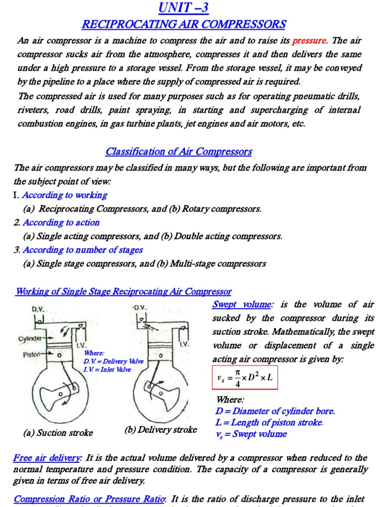 ATD Unit-3 - Compressor | PDF | Piston | Engines