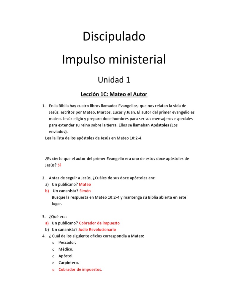 Discipulado Leccion 1C | PDF | Evangelio de Mateo | Jesús
