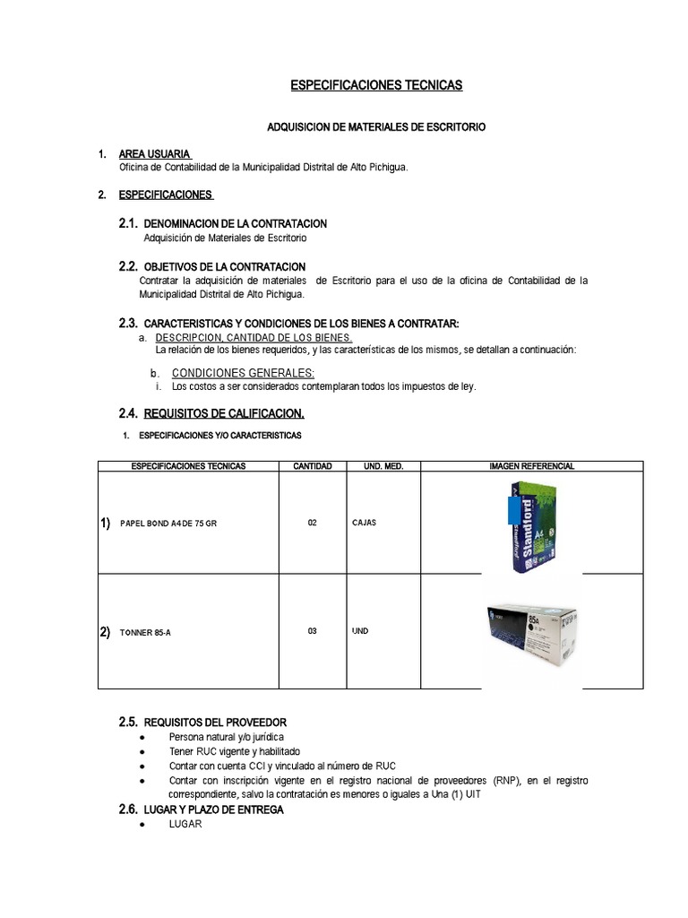 Especificaciones Tecnicas Contabilidad | PDF | Business | Economias