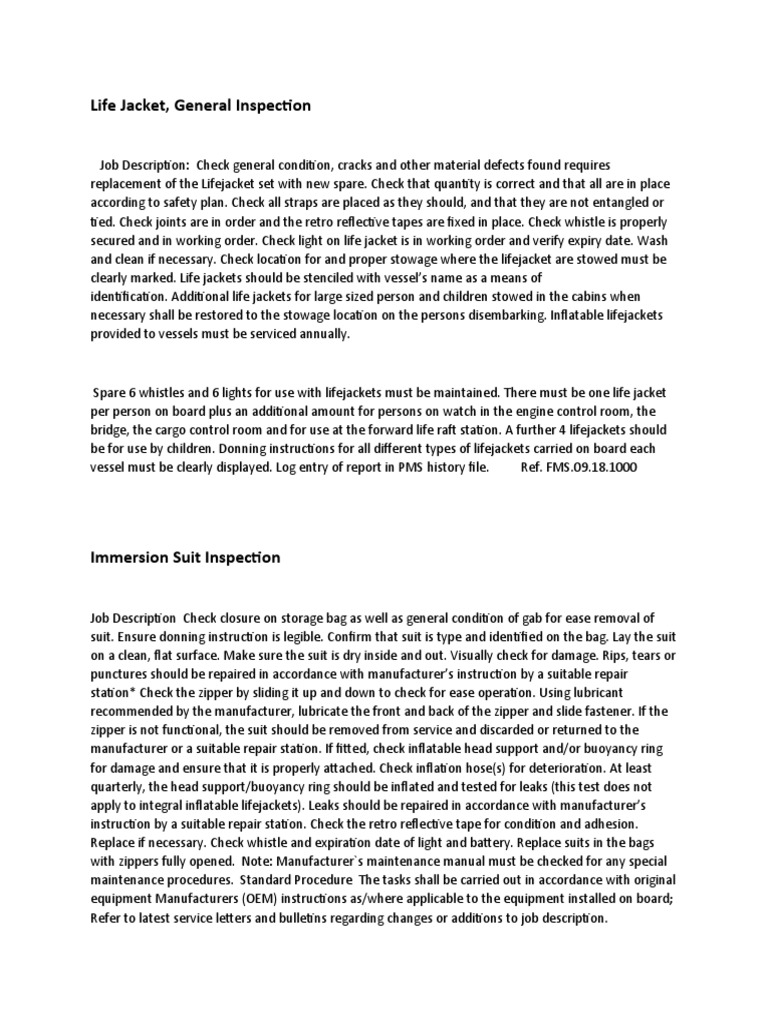 LSA and FFA Equipment Inspection Guide | PDF | Equipment | Manufactured ...