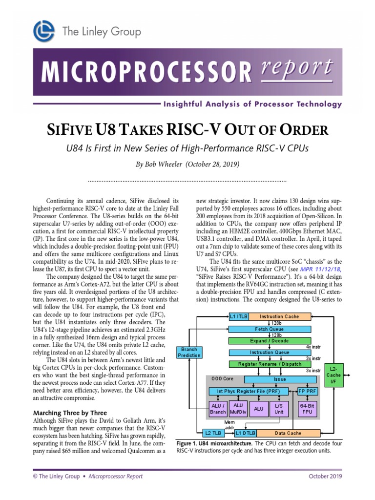 SiFive U8 Takes RISC-V Out of Order | PDF | Central Processing Unit | Cpu Cache
