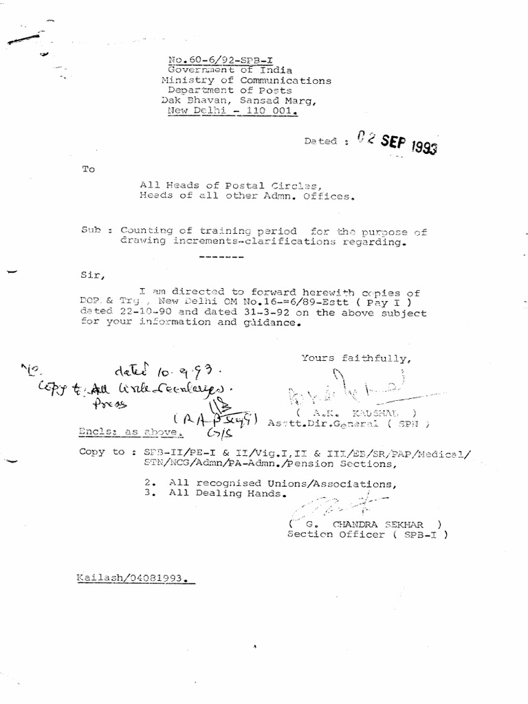 1-10 Counting of Training Period For The Purpose of Drawing Increments ...