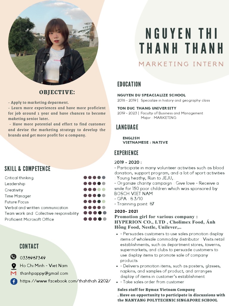 Cream and Green Creative Resume | PDF | Sales | Marketing