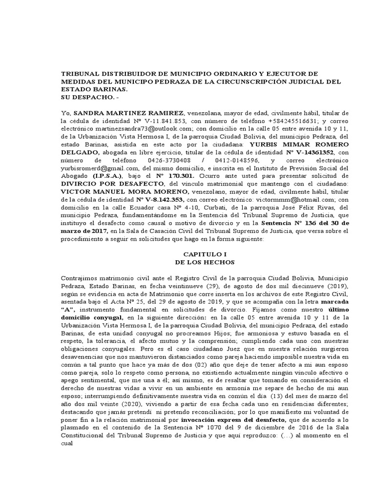 Documento de Divorcio Sandra | PDF | Divorcio | Matrimonio