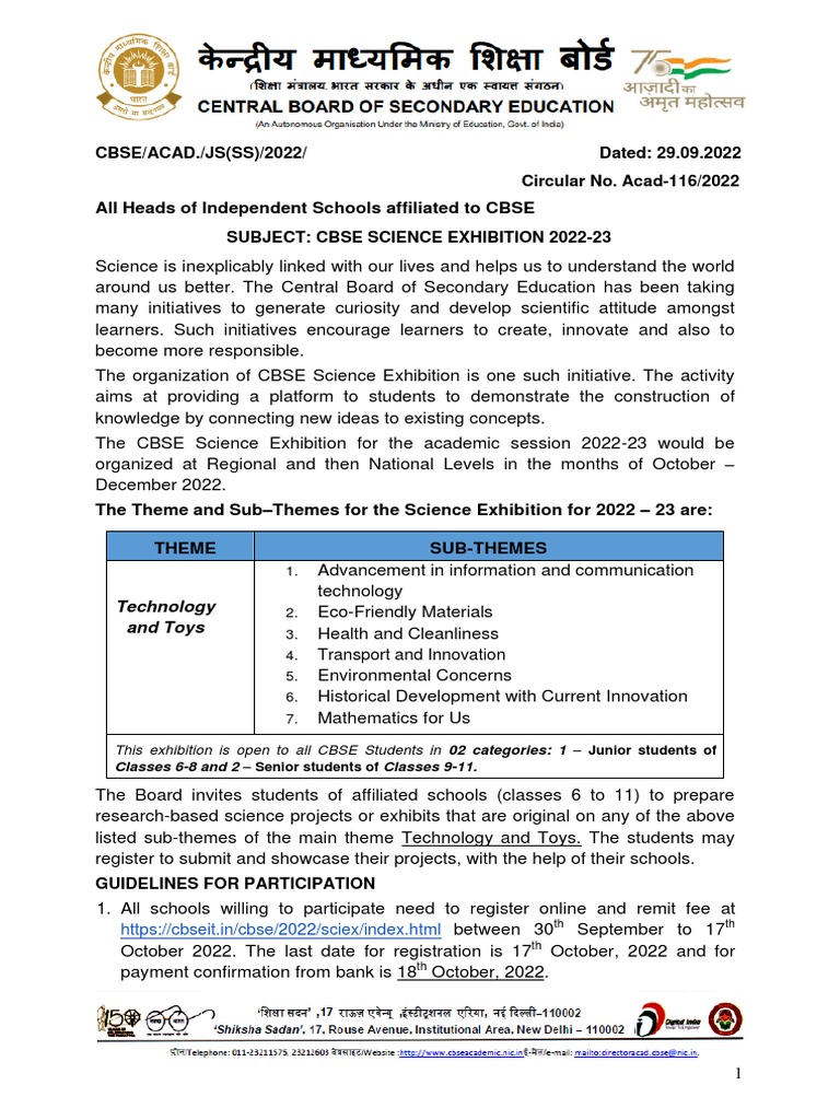 Science Exhibition Circular 2022 | PDF | Science