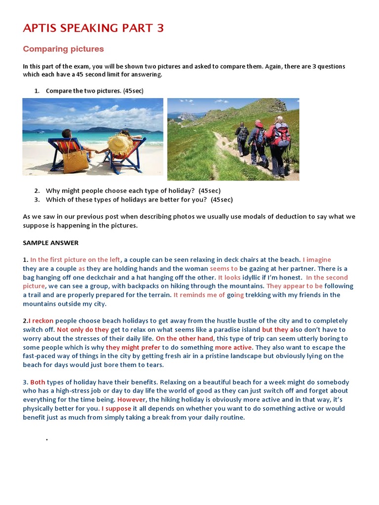 APTIS SPEAKING PART 3sample Questions | PDF