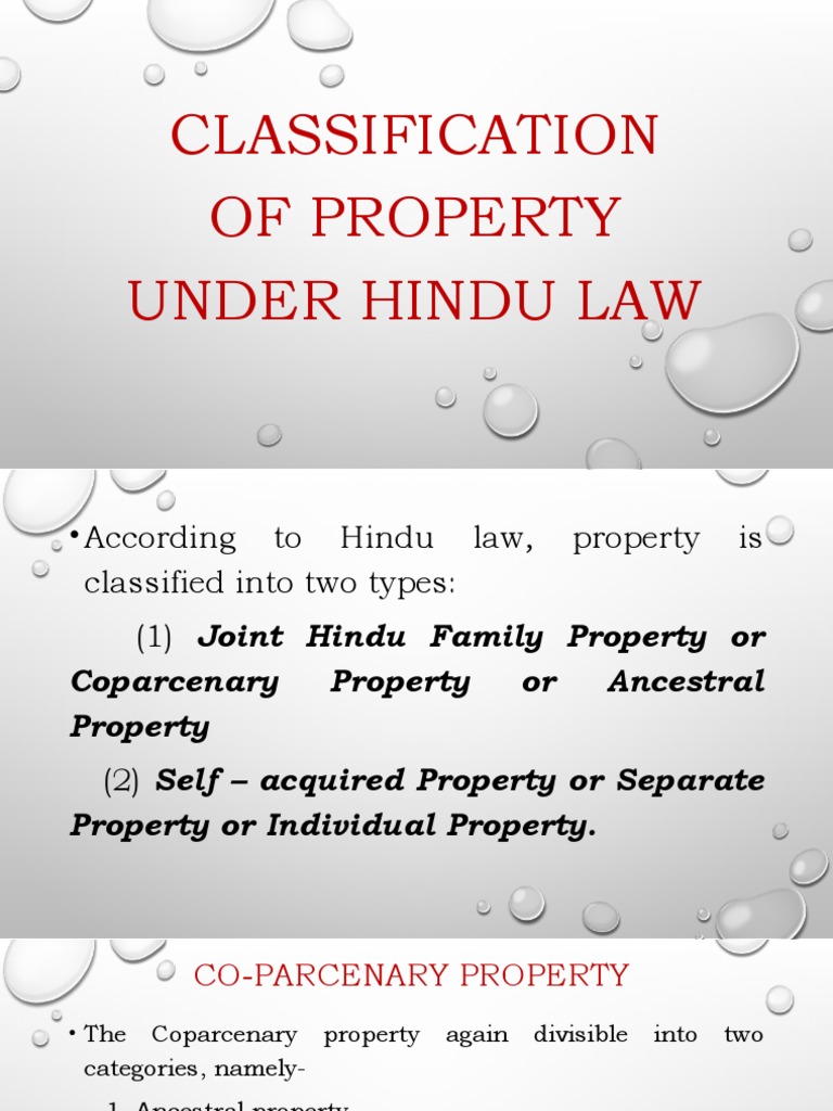 Chap 2 Classification of Property Under Hindu Law | PDF | Concurrent ...