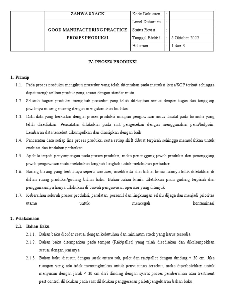 Proses Produksi GMP 3 | PDF