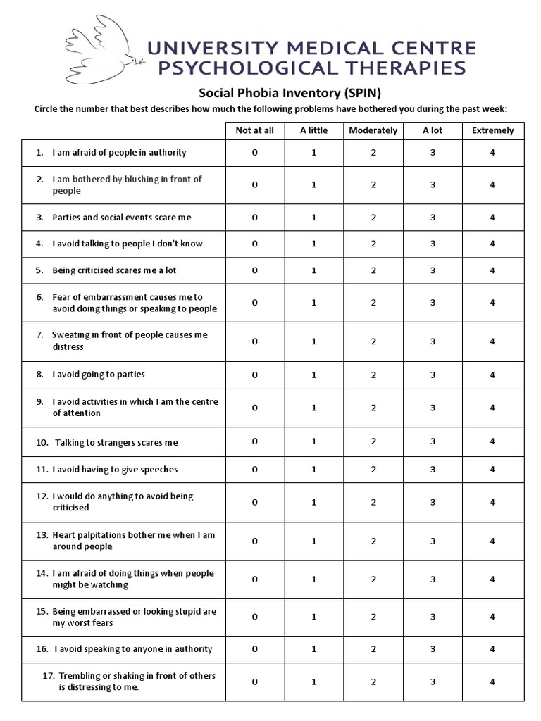 Social Anxiety Self-Assessment | PDF | Social Anxiety Disorder | Fear