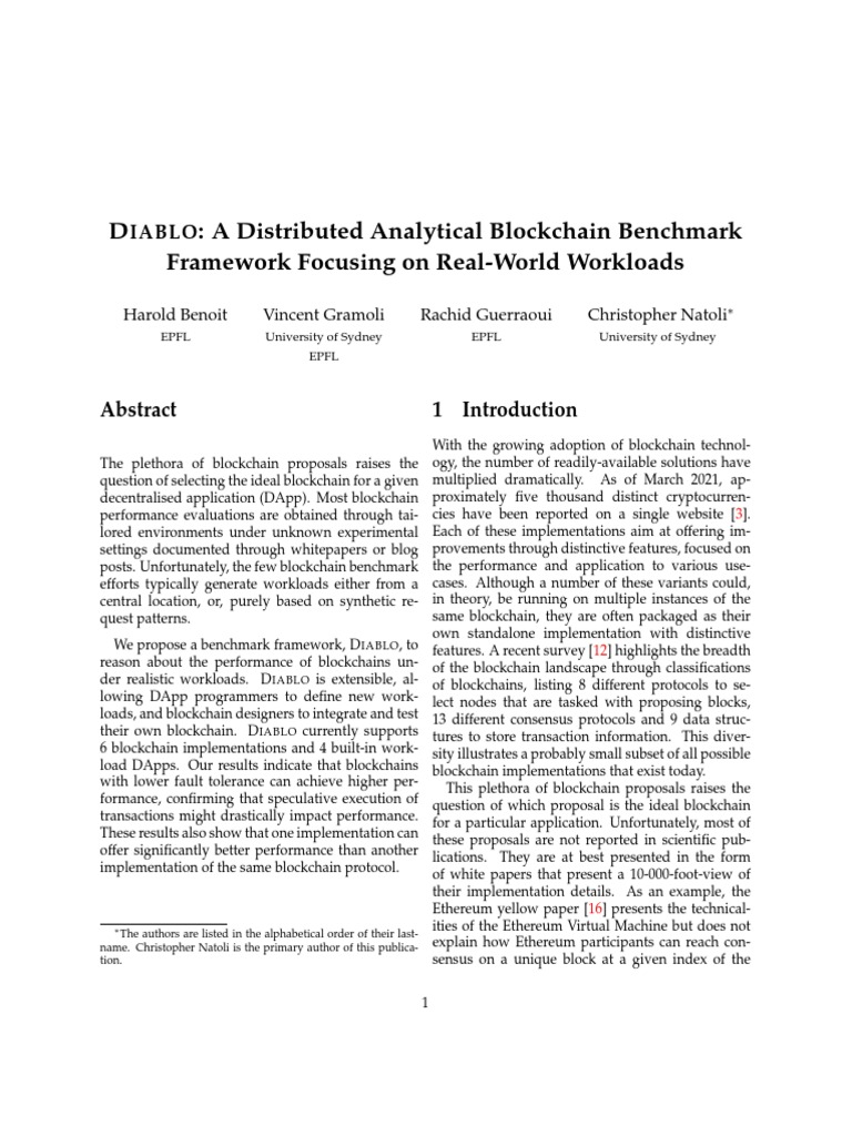 Blockchain Benchmark Paper | PDF | Benchmark (Computing) | Computing