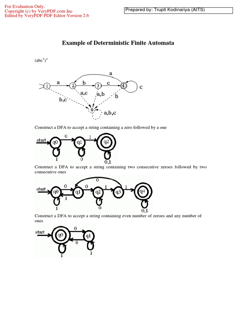 Dfa Examples Pdf String Computer Science Digital Electronics