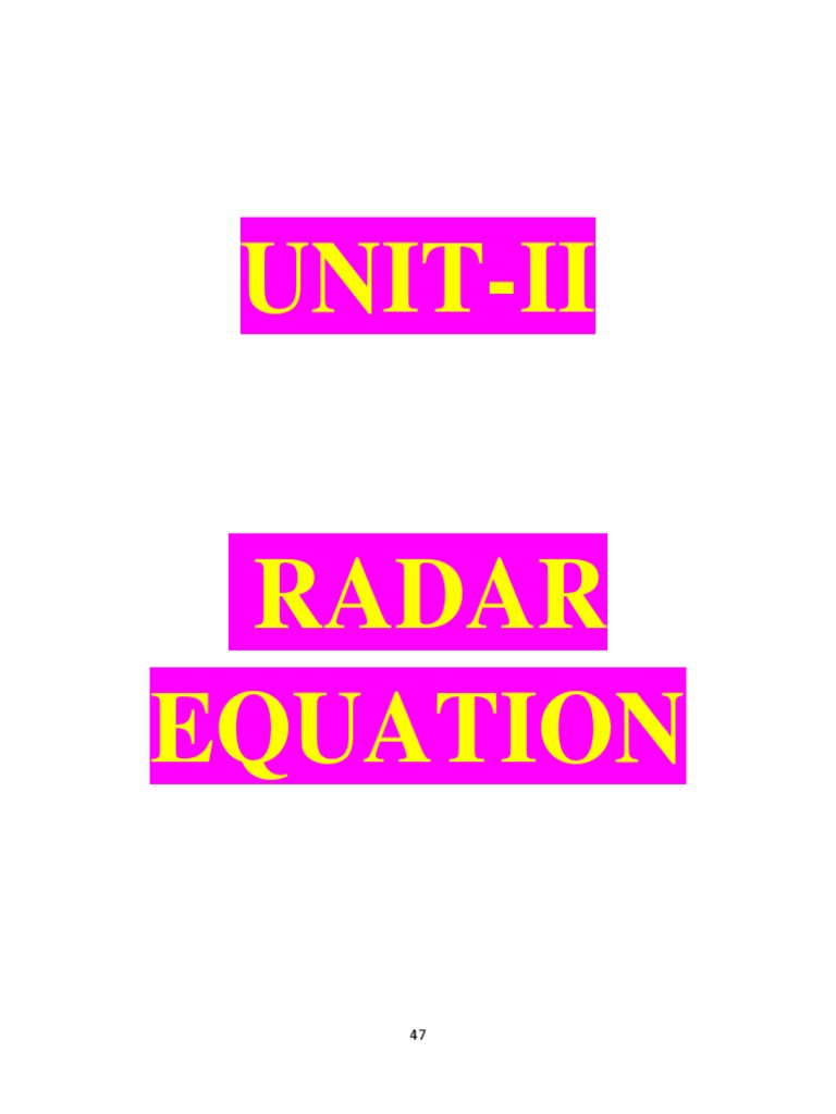 Unit 2 | PDF | Radar | Signal To Noise Ratio