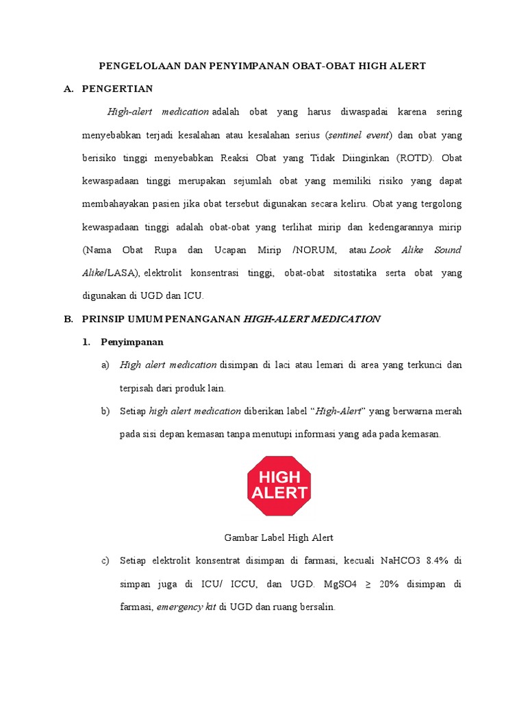 Materi Pengelolaan Dan Penyimpanan Obat High Alert | PDF