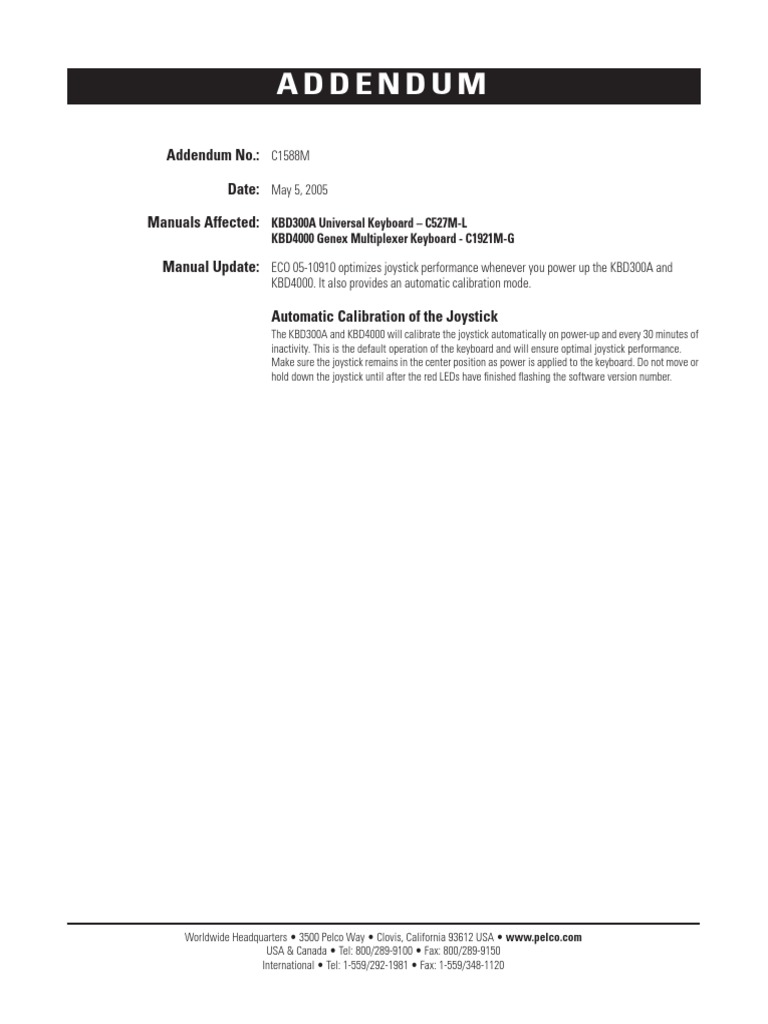 Pelco Computer Keyboard KBD4000 | PDF | Menu (Computing) | Computer Keyboard