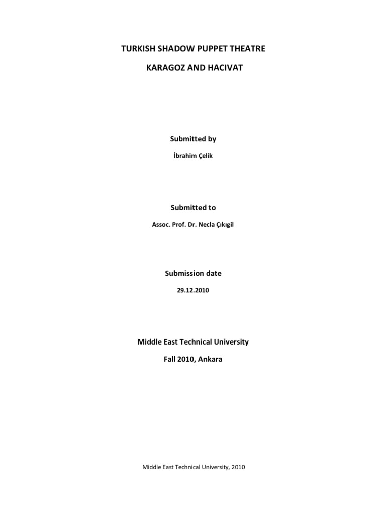 Turkish Shadow Puppet Theatre | PDF