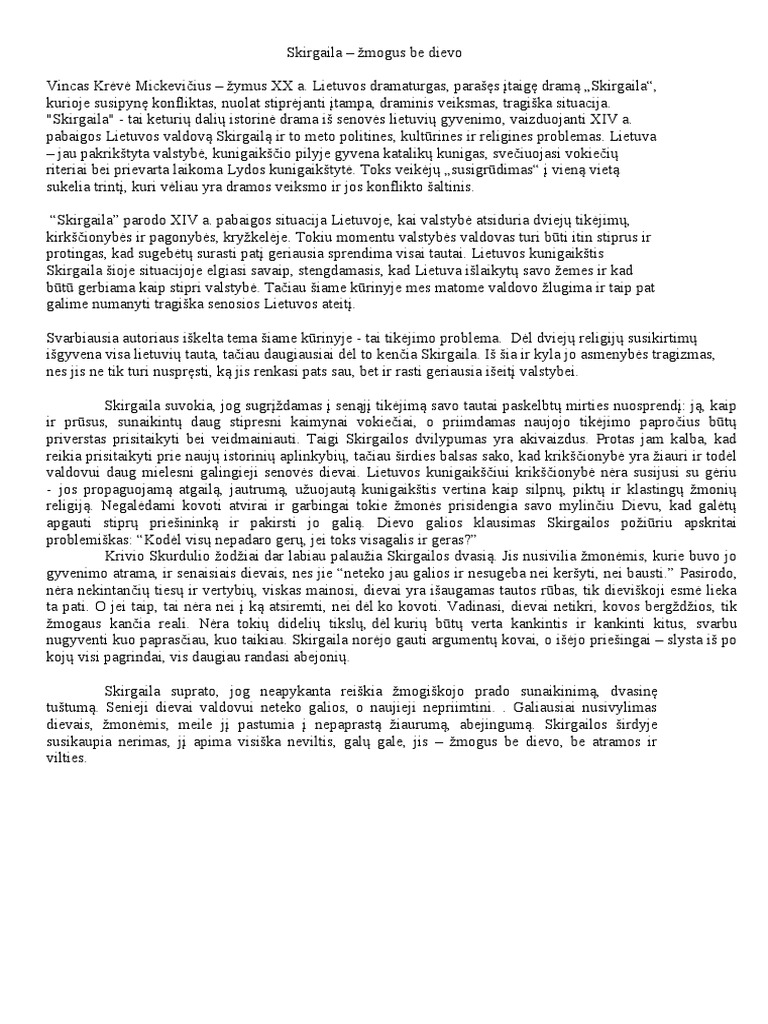 Skirgaila Zmogus Be Dievo Analize (Mokslobaze - LT) | PDF