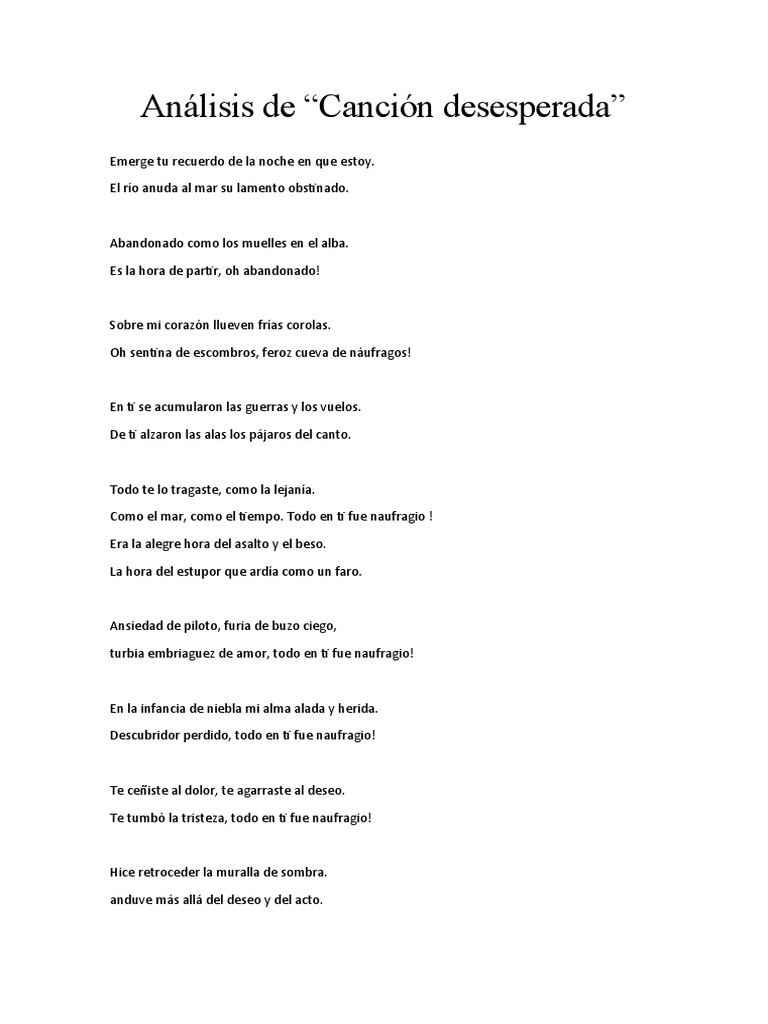 Análisis de Cancion Desesperada | PDF