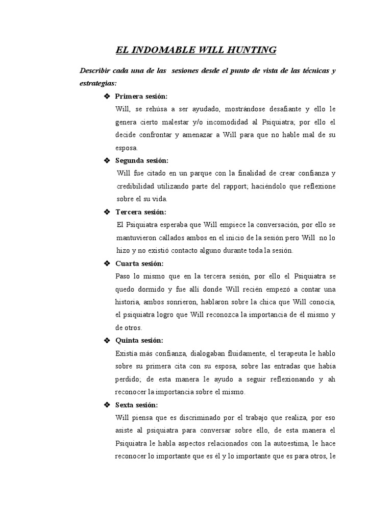 El Indomable Will Hunting | PDF | Sicología