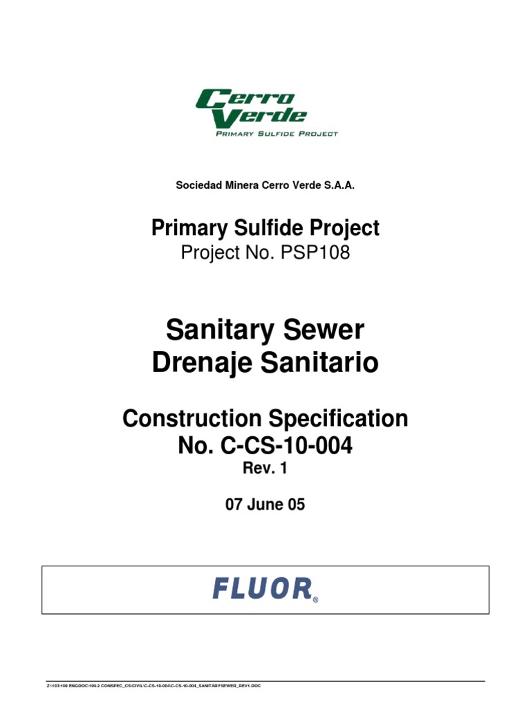 C Cs 10 004 Sanitarysewer Rev1 | PDF | Pipe (Fluid Conveyance) | Sanitary Sewer