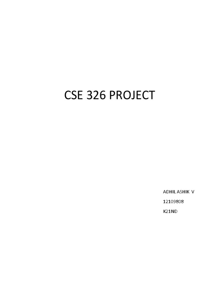 Cse 326 Project | PDF