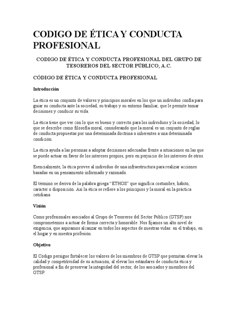 Codigo de Ética y Conducta Profesional Compras | PDF | Comportamiento ...