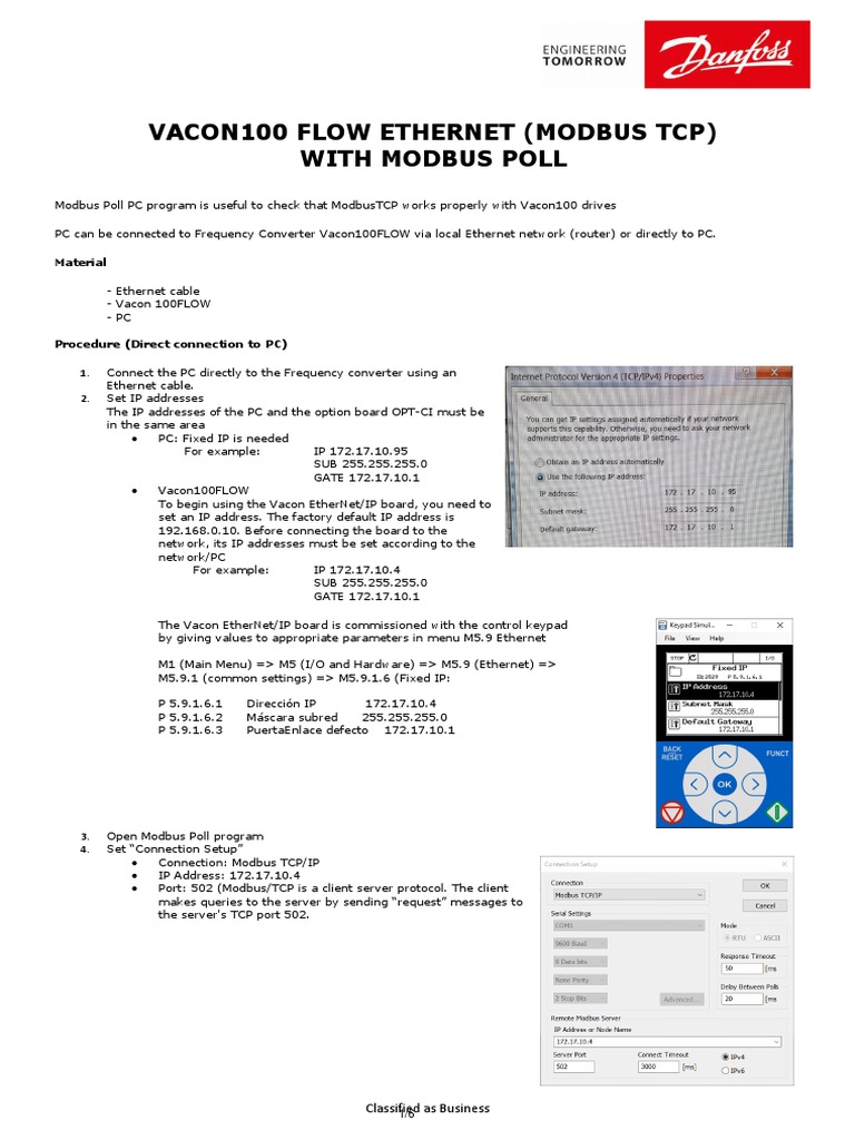 Vacon100 Flow Ethernet (Modbus TCP) With Modbus Poll | PDF | Internet Protocol Suite ...