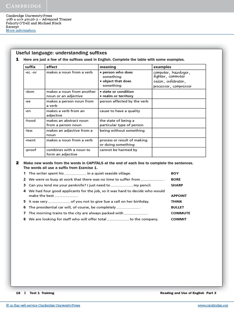 Advanced Word Formation Exercises | PDF | Noun | Verb